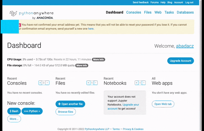 Online Console: simple Python code in a browser - Data Science Workbook