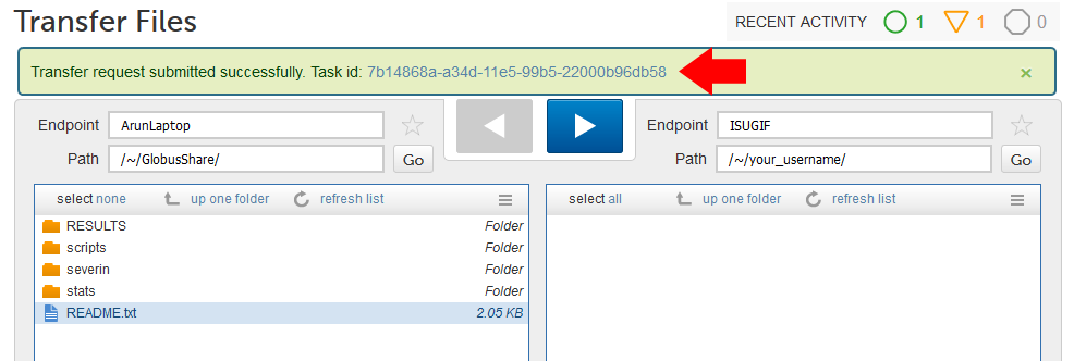 Copying Data using Graphical Interface: Globus - Data Science Workbook